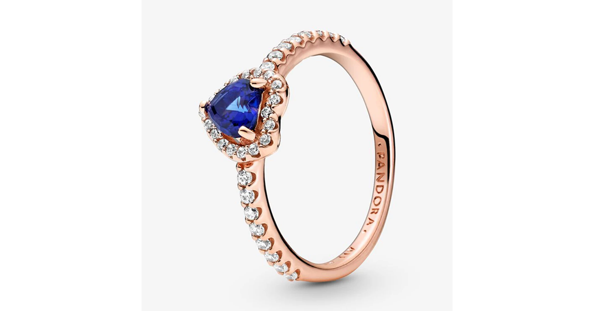 Pandora szikrázó kék kiemelt szív gyűrű - 188421C01-48 - Pandora gyűrűk