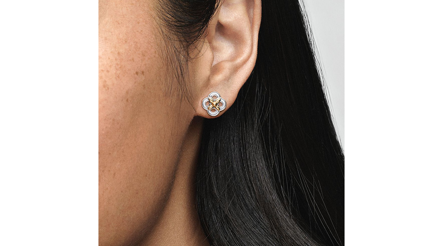 Pandora kéttónusú virág fülbevaló - 299349C00 - Pandora fülbevalók