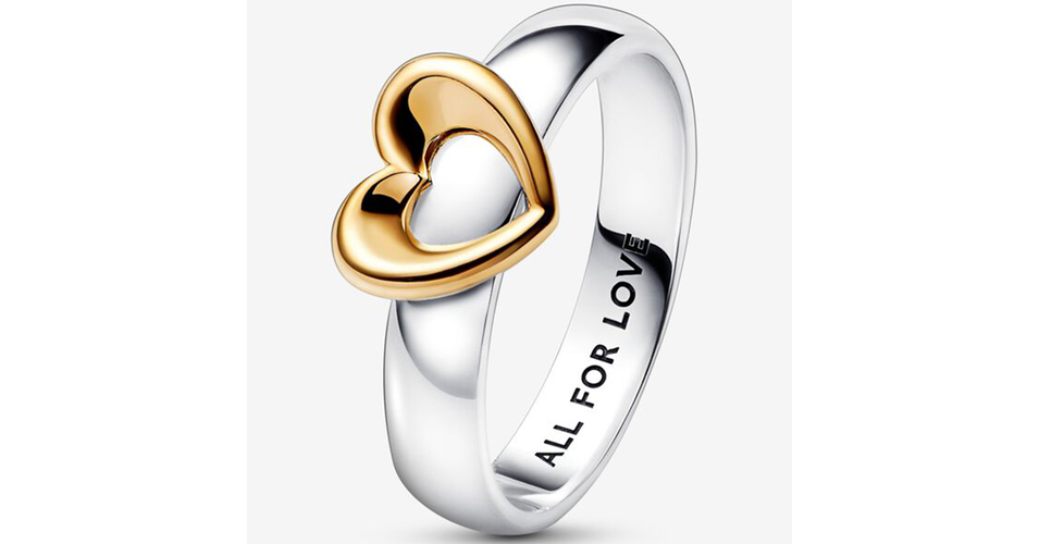 Pandora sugárzó bicolor szív gyűrű - 162504C00-48 - Pandora gyűrűk