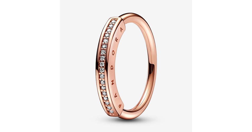 Pandora rozé Signature I-D gyűrű - 182283C01-48 - Pandora gyűrűk