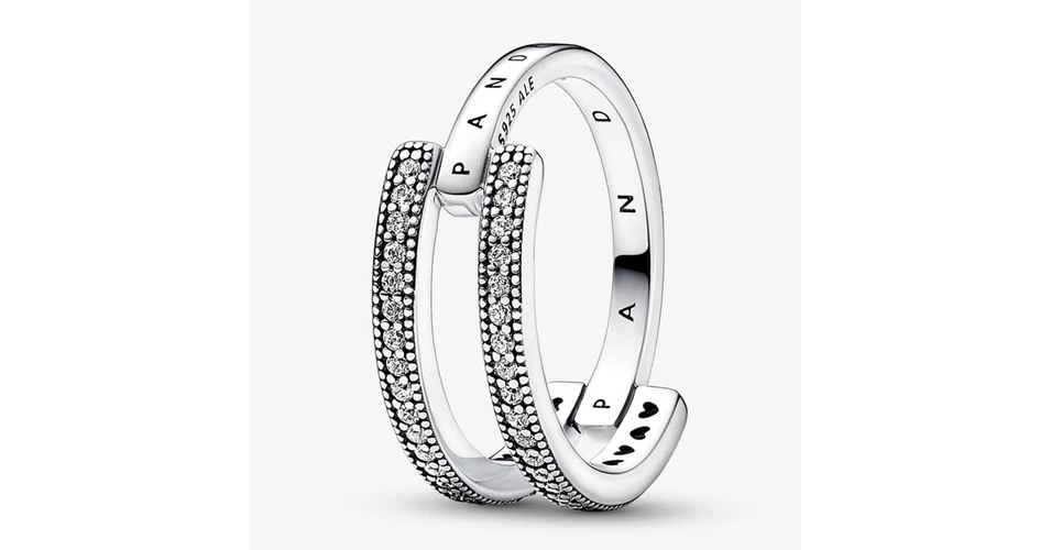 Pandora Signature logo & pavé gyűrű - 192779C01-48 - Pandora gyűrűk