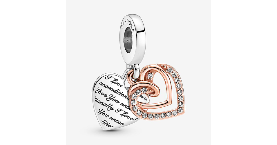 Pandora rozé összefonódott szívek függő - 781062C01 - Pandora charmok